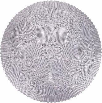 Villa D'Este Home Tivoli Set 6 Platzdeckchen Blume H&auml;keloptik &Oslash; 38 cm, Flower Silver