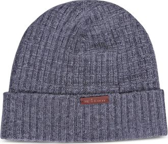 Kiton ribbed label beanie hat - Grau