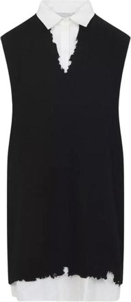 Maison Margiela Femme, Pulls, Noir, Taille: 36 FR Mini-robe en maille &agrave; col en V