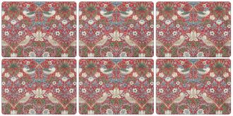 Portmeirion Pimpernel Platzsets, Erdbeerdieb, Rot, 6 Stück