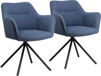 Happy Garden Lot de 2 chaises Danna en Tissu Bleu, Rembourrage Mousse, Pieds en Acier Noir - Confortables et élégantes, idéales pour Votre Salle à Manger ou Bureau