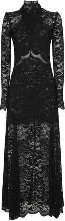 Paco Rabanne Femme, Robes, Noir, Taille: 38 FR Longue Robe en Dentelle avec D&eacute;tails D&eacute;coup&eacute;s