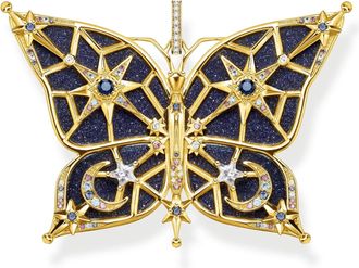Thomas Sabo Thomas Sabo Sabo Anhänger Schmetterling Stern und Mond aus 925 Sterlingsilber 750er Gelbgold-Vergoldung, Maße: 3,6cm x 5,6cm, PE925-963-7