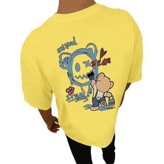 Generic T-shirt imprim&eacute; dos pour homme - T-shirt d&eacute;t&eacute; &agrave; manches courtes - T-shirt tendance - Style r&eacute;tro - Chemise d&eacute;contract&eacute;e pour gar&ccedil;on - Col rond - Grand