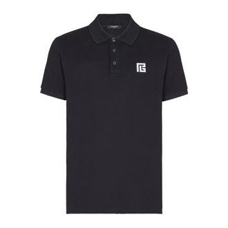 Balmain Monogram Logo Polo Shirt - - Tops - Herren - Schwarzk - S