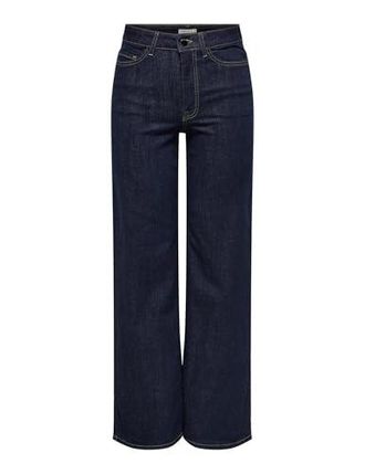 Jacqueline de Yong JdY Felina-Fina HW Wide Rinse JNS DNM, Bleu fonc&eacute; Denim, M / 32L