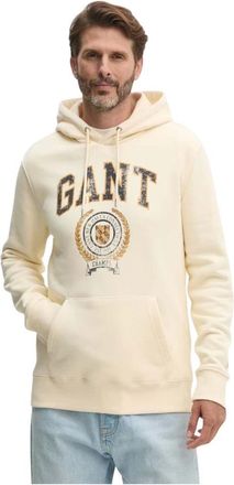 GANT Homme, Sweatshirts et sweats &agrave; capuche, Beige, Taille: XL Sweat &agrave; capuche imprim&eacute; logo