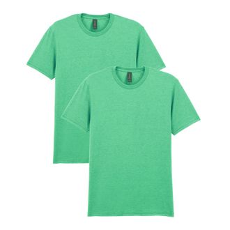 Gildan Unisex-Erwachsene Softstyle T-Shirt aus Baumwolle, Stil G64000, Multipack Hemd, Heather Irish Green (2er-Pack), L