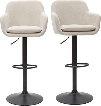 Miliboo Miliboo - Tabourets de bar r&eacute;glables tissu effet velours beige et m&eacute;tal (lot de 2) amika