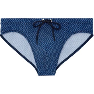 HOM Hom Herren Morny Badehose Swim Briefs, Micro Motiv Marineblau/Orange, 50