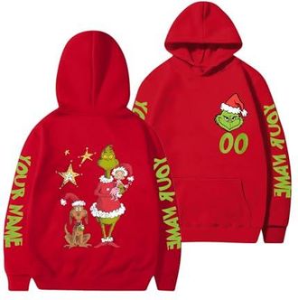 Generic Le Grinch Sweat A Capuche Femme Deguisement Christmas Noel 2025 Vêtements Chaud Pyjama Moche Noël Pulls Plaid Oversize Sweet Vetement Sweatshirts Pola