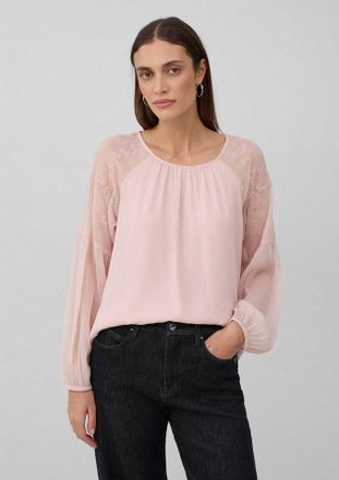 s.Oliver Langarmbluse Bluse Leichte Chiffon-Bluse mit Schmuck-Applikation