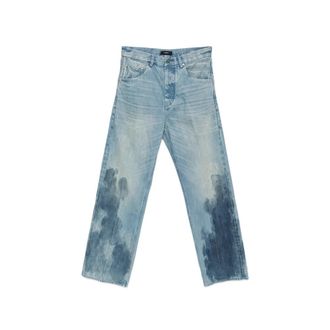 Purple Faded Wide-leg Denim Jeans