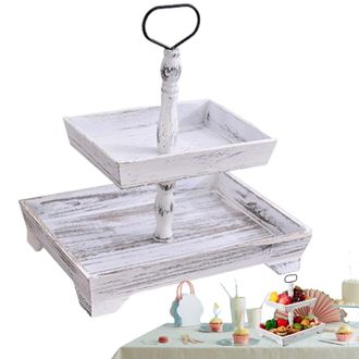 Generic 2 Tiered Tray - h&ouml;lzernen Bildschirmst&auml;nder, Metallgriffhalter, Rustikale Bauernhof-, Runde Tisch-Organizer f&uuml;r K&uuml;che Essen | Holzschild Tablett f&uuml;r C