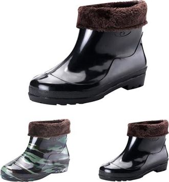 Generic Bottes de pluie pour homme - Bottes en caoutchouc antid&eacute;rapantes - Chaudes - Doubl&eacute;es en fourrure - Imperm&eacute;ables - Antid&eacute;rapantes - Pour la p&ecirc;che, la 