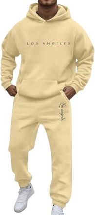 Generic Ensemble de surv&ecirc;tement 2 pi&egrave;ces pour homme avec capuche et manches longues &agrave; lacets - Barboteuse graphique dentra&icirc;nement - Pantalon de surv&ecirc;tement av