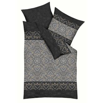 Kaeppel Mako-Satin Bettw&auml;sche Campano schwarz 1 Bettbezug 135 x 200 cm + 1 Kissenbezug 80 x 80 cm