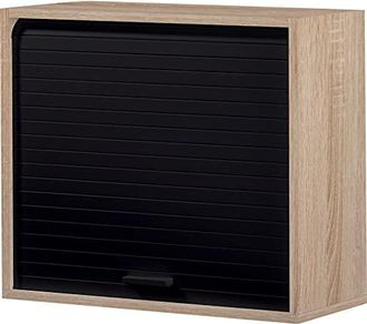 Simmob Meuble Cuisine Chêne Rideau Noir 1 Etagère Larg 60 Haut 53.6 Prof 25 cm
