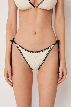 Calzedonia Brazilian-bikinihose Mit Schmalen B&auml;ndchen Bicolor Embroidery Wei&szlig;