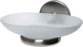 Fackelmann Fackelmann Ablageschale FUSION, Seifenschale mit vernickeltem Halter, Seifenhalter aus Glas (Farbe: Silber/Milchig), Menge: 1 Stück, 14 x 7 x 11 cm, E