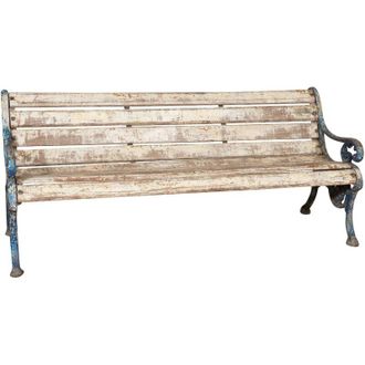 Biscottini International Biscottini - Außenbank 190x65x80 cm Gusseisen- und Holzbank Gartenbank Eingangsbank Armlehnen Bank Rustikaler Stil Innensofa 2-Sitzer-Stuhl
