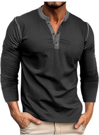 Generic T-shirt &agrave; manches longues et col dhiver pour homme, Noir, XXL