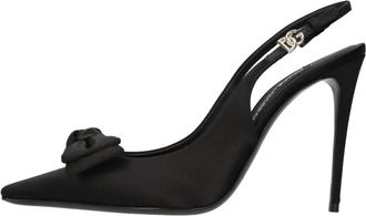 Dolce & Gabbana Femme, Chaussures, Noir, Taille: 37 1/2 EU Mun Satin Slingback Escarpins