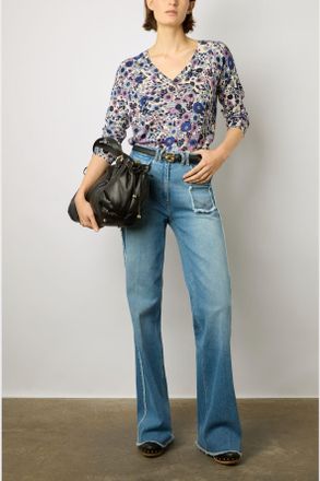 Gerard Darel Pull V fleurs lin et coton - LYLOU - Naturel