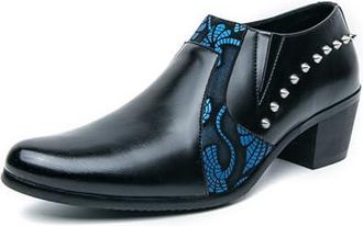 Generic Chaussures à enfiler tendance pour homme - Bout pointu - Talons hauts - Derby Oxford - Chaussures pour homme, bleu/noir, 40 2/3 EU