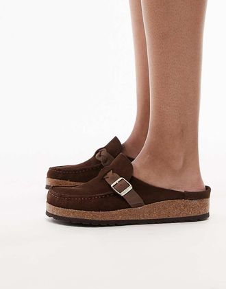 Birkenstock Buckley - Geflochtene Clogs aus Wildleder in Carafe-Brown
