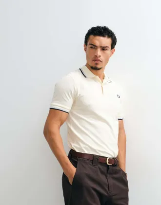 Fred Perry Polo avec liser&eacute;s &agrave; double bordure - &Eacute;cru, bleu et bleu marine-Blanc