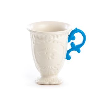 Seletti I-Wares Porzellanbecher, Wei&szlig;/Hellblau, 10 cm Durchmesser, 11,5 cm H&ouml;he