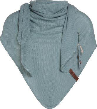 Knit Factory Lola Dreieckstuch - Fein Gestrickter Damen Schal - Tuch Schal - Für Frühling und Sommer - Baumwollmix - Stone Green - 190x85 cm
