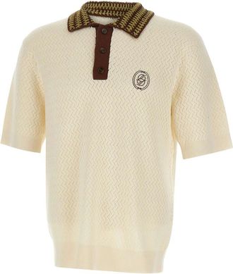 Dr&ocirc;le de Monsieur Homme, Pulls, Blanc, Taille: S Polo Maille Ajour&eacute; D Miroir