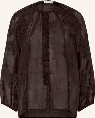 Mrs & Hugs Mrs & Hugs Bluse Mit Spitze braun