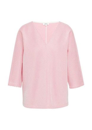 s.Oliver 3/4-Arm-Shirt T-Shirt Shirt mit Strukturstreifen und Fledermaus&auml;rmeln