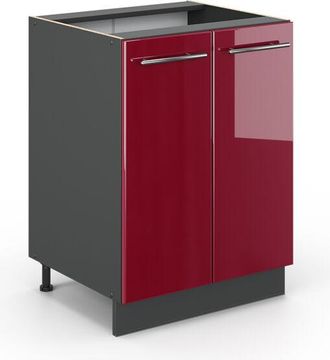 Vicco Küchenschränke Fame-Line, Bordeaux Hochglanz, 60 cm ohne Arbeitsplatte