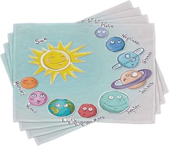 Abakuhaus Weihnachten Platzmatten, Fröhliches Weihnachtszitat modernen Bürste, die kreativen Noel Phrase-inspirierend Druck, Hellblau und Grau