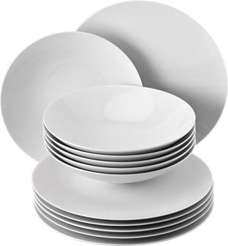 Rosenthal TAC Gropius Weiss - 12 teilig f&uuml;r 6 Personen, Tafelset aus Porzellan, Modernes Geschirr Wei&szlig;