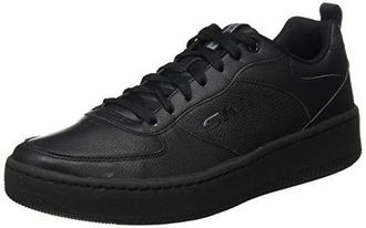 Skechers Homme Sneakers, Garniture Noire en Cuir Noir, 42.5 EU