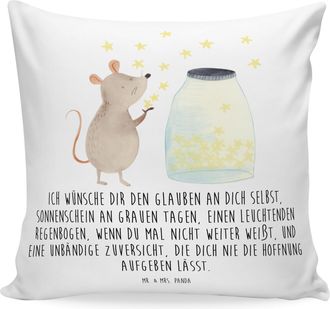 Mr. & Mrs. Panda Sitzkissen Maus Sterne - Geschenk, lustige Sprüche, Kissenbezüge, Geburtstag, Kissen 40x40, Tiermotive, Tiere, Sofakissen, erstes