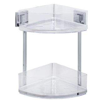 WENKO Vacuum-Loc Eckregal 2 Etagen Quadro Edelstahl, Befestigen ohne bohren - Wenko