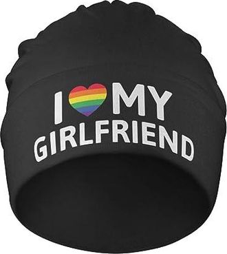 Generic Homme Femme Bonnets De Ski Jaime Ma Copine LGBT Fiert&eacute; Gay Arc-en-Ciel Hiver Chapeaux Classique Bonnet &Agrave; Revers Mode Bonnets Tricot&eacute; pour Ski Patinage