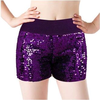 Generic Short à paillettes taille haute pour femme - Jambe droite - À enfiler - Confortable - Style disco des années 70 et 80 - Pour soirée, concert, soirée, 