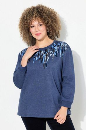 Ulla Popken Sweatshirt Sweater Pailletten Rundhals Langarm