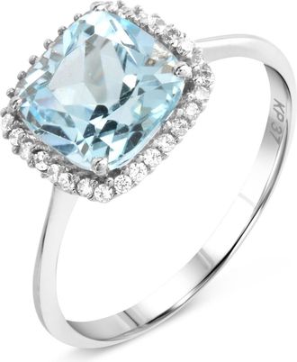 Fascination by Ellen K Ring Wei&szlig;gold 375 mit echtem Blautopas (beh.) und Zirkonia-Steinen