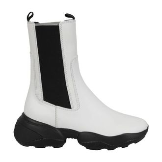 Hogan Femme, Chaussures, Blanc, Taille: 37 1/3 EU Bottes en Cuir Élégantes pour Hommes
