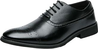 Generic Chaussures Oxford for Hommes en Cuir PU &agrave; Lacets, Style Brogue, antid&eacute;rapantes, for Affaires ou c&eacute;r&eacute;monies Formelles, Bout Pointu, Talon Bloc, id&eacute;ales