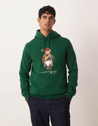 Polo Ralph Lauren Sweat &agrave; capuche &agrave; imprim&eacute; ours Society - Vert