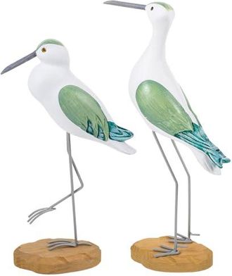 Heallily 2 Pi&egrave;ces D&eacute;cor C&ocirc;tier en Bois Mouette Figurine Oiseau Statue Nautique C&ocirc;tier Oc&eacute;an D&eacute;coration de La Maison Vert